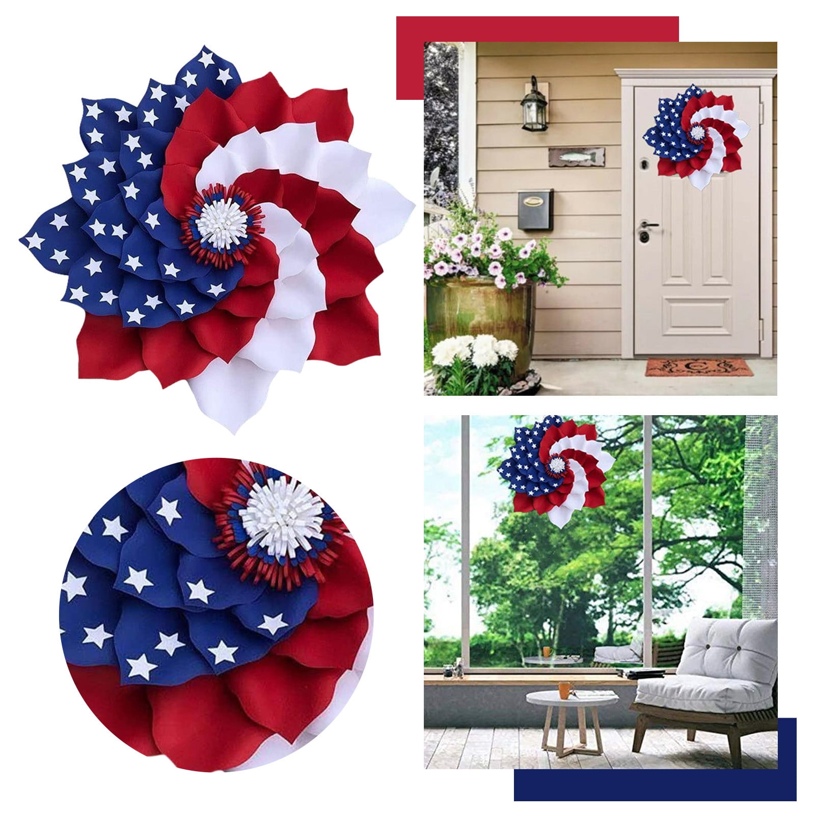 American Flag 4th of July Wreath – Patriotic Front Door Decor for ...