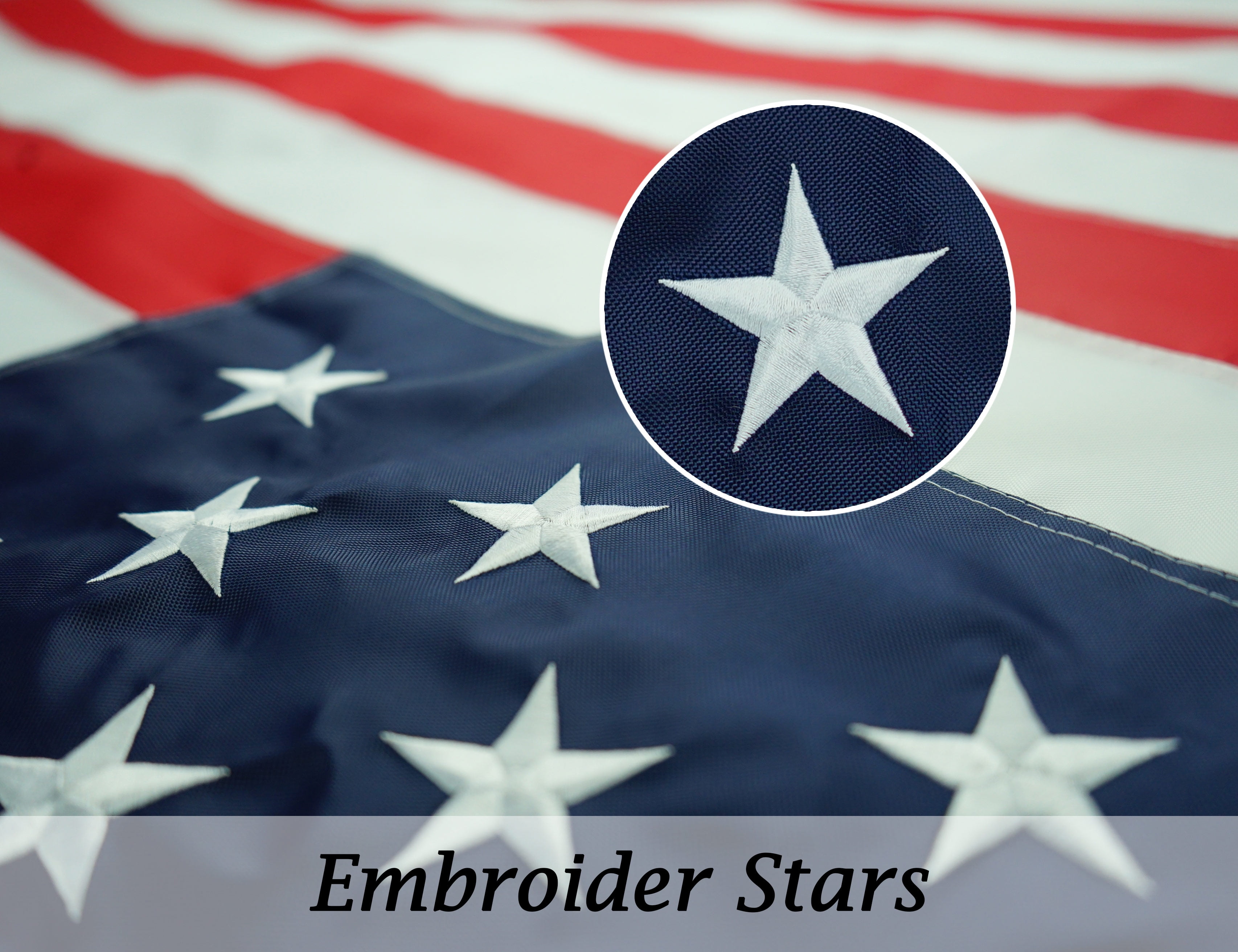 American Flag 5x8Ft US Flag- Heavy-Use Nylon w/ Embroidered Stars ...