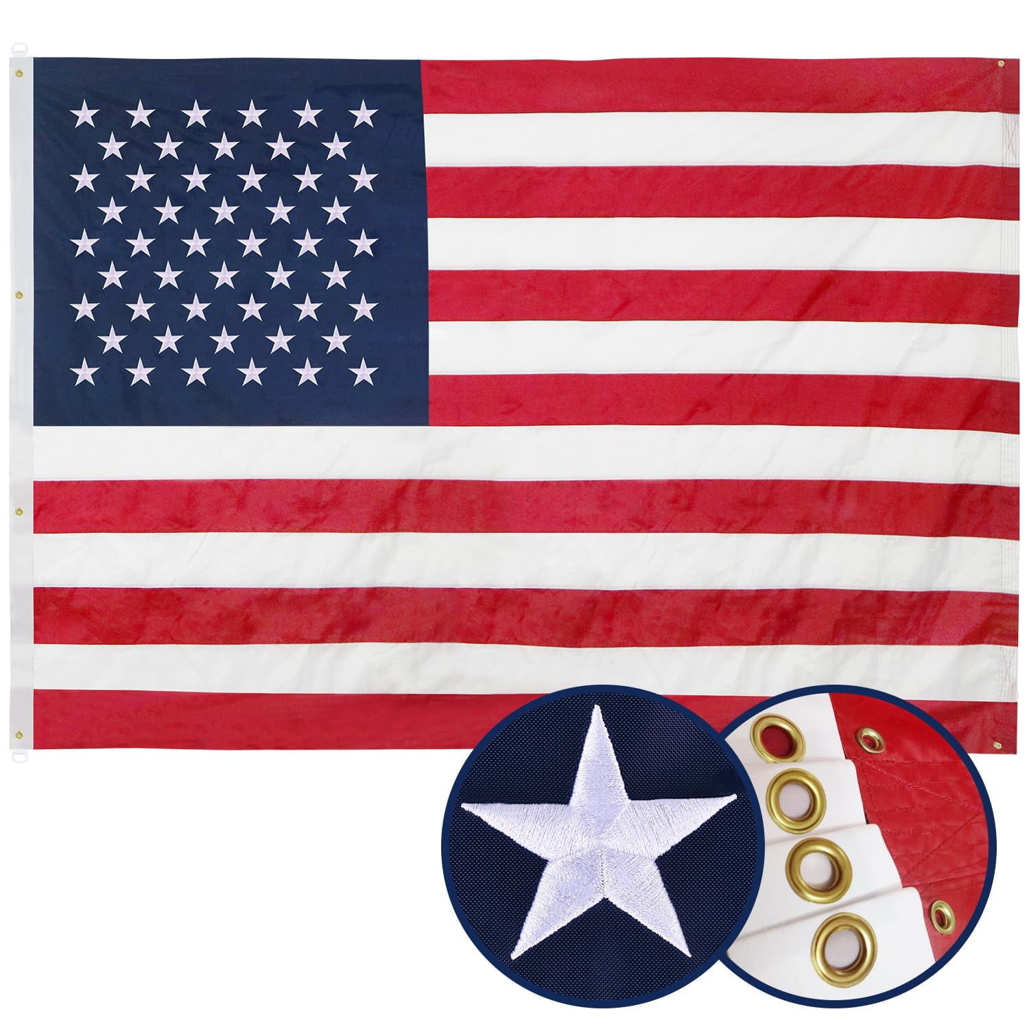 American Flag 8x12 Ft, Six Brass Grommets Multipurpose US Flag ...