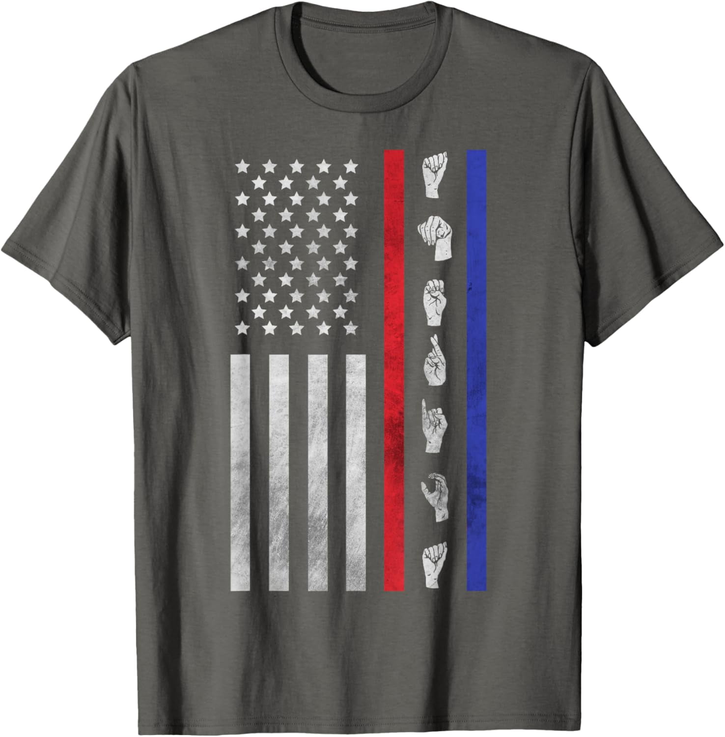 American Flag ASL Shirt American Sign Language America USA T-Shirt100 ...