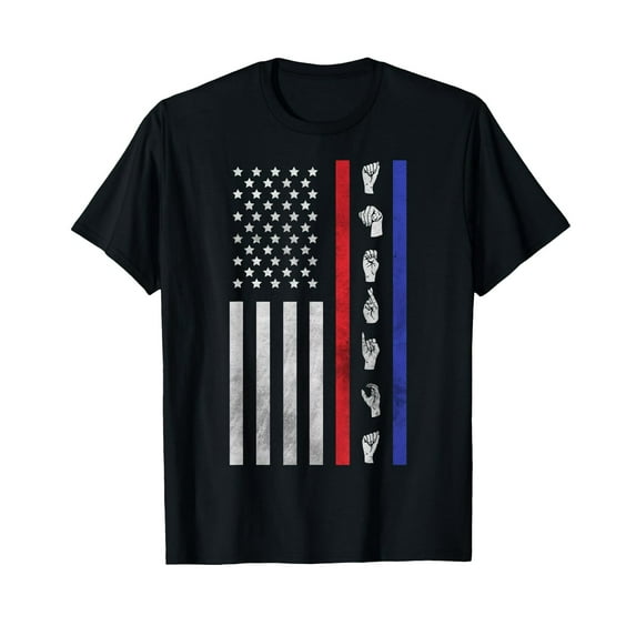 American Flag ASL Shirt American Sign Language America USA T-Shirt ...