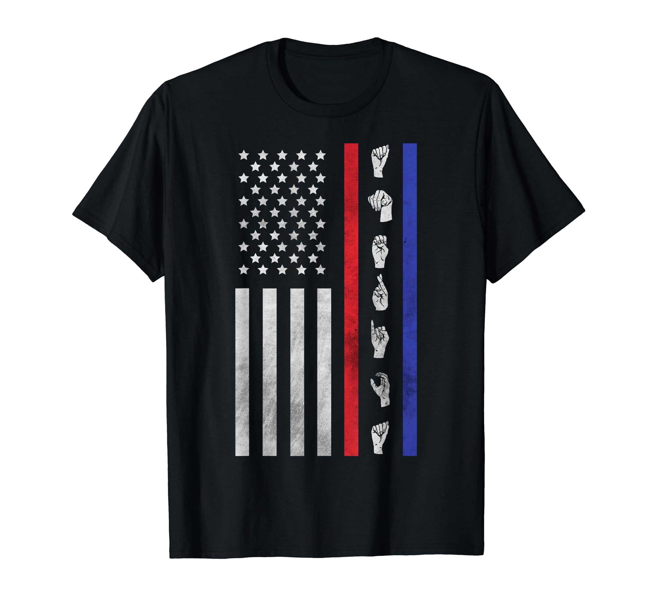 American Flag ASL Shirt American Sign Language America USA T-Shirt ...
