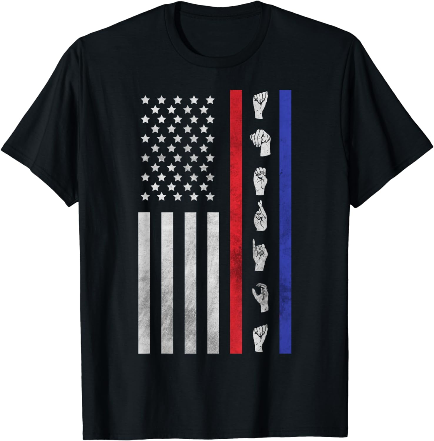 American Flag ASL Shirt American Sign Language America USA T-Shirt ...