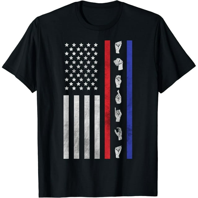 American Flag ASL Shirt American Sign Language America USA T-Shirt ...
