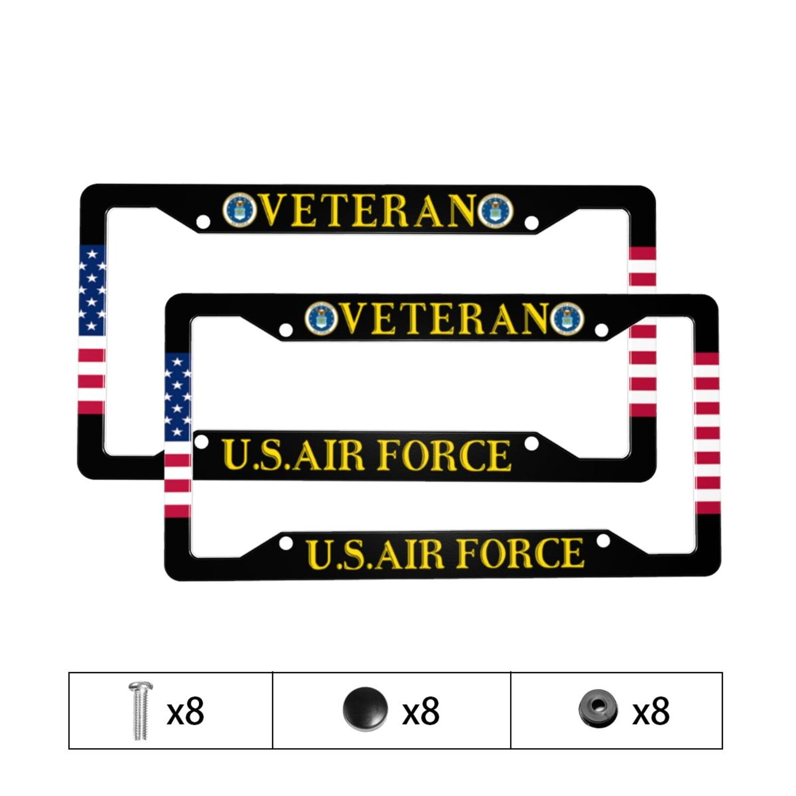 American Flag Air Force License Plates Frame Holder Cover Metal ...