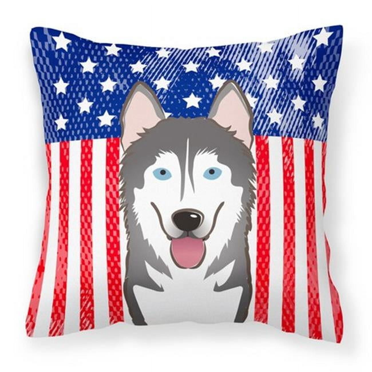 American Flag & Alaskan Malamute Fabric Decorative Pillow - 14 x 3 x 14 ...
