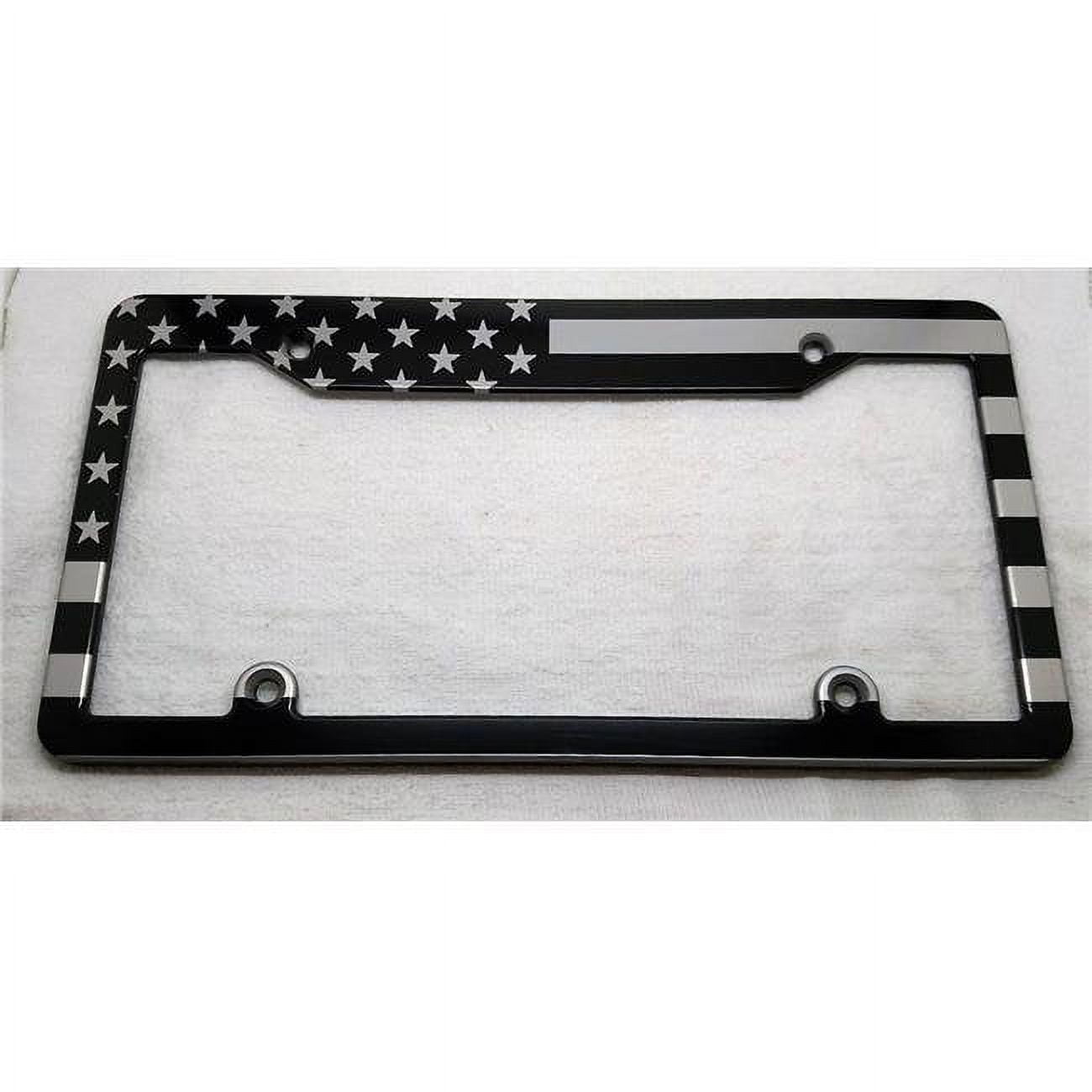 American Flag Aluminum License Plate Frame with Wide Top, Black ...