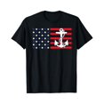 American Flag Anchor Shirt Patriotic Military July Navy USA T-Shirt ...