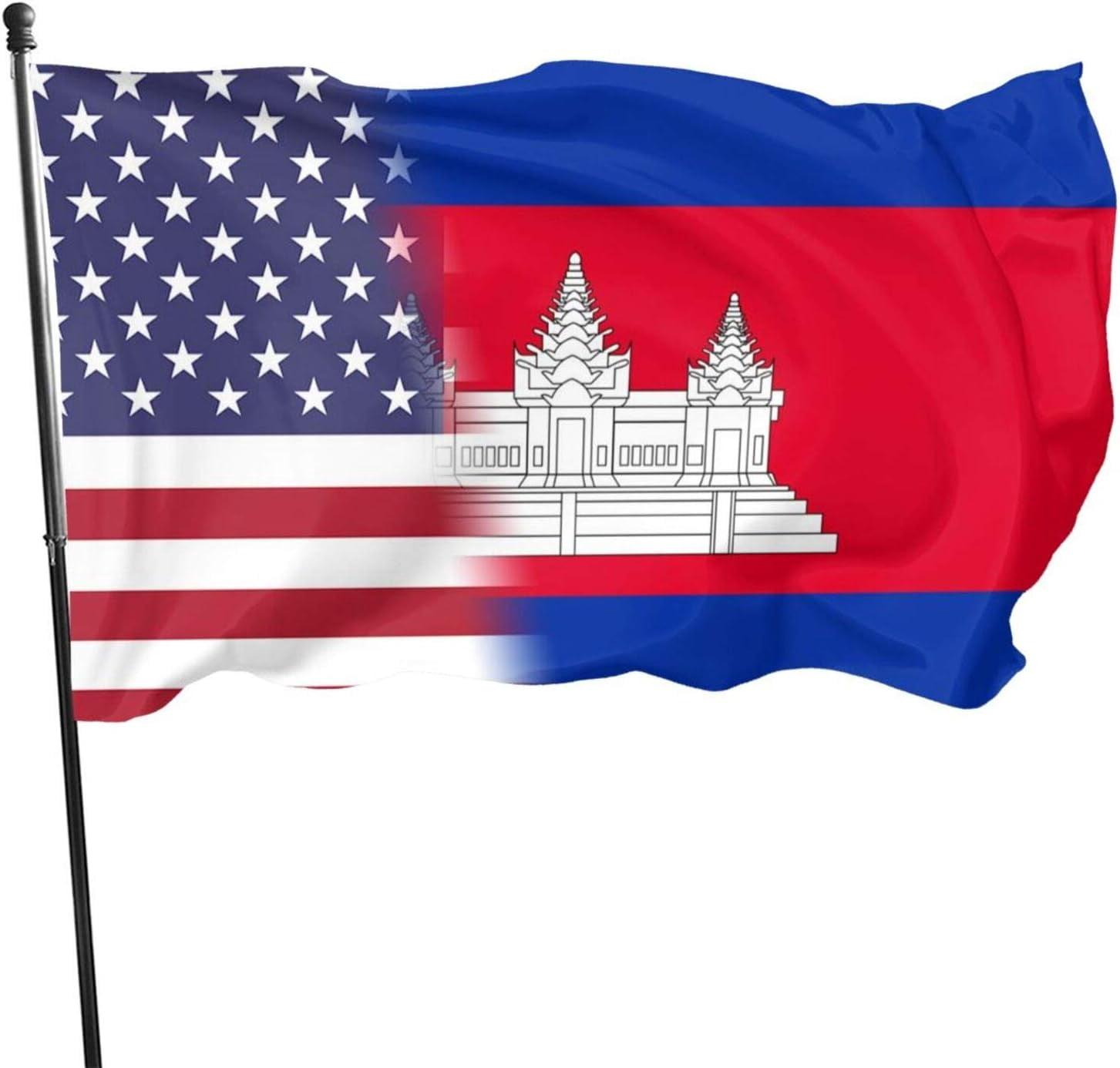 American Flag And Cambodian-Flag Flag Banner Outdoor Indoor Decorative ...