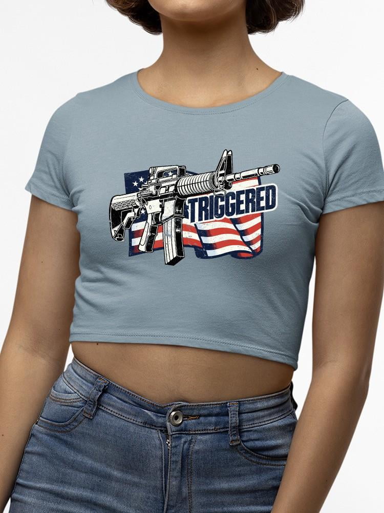 American Flag And Rifle Design Crop Tee Women's - Walmart.com