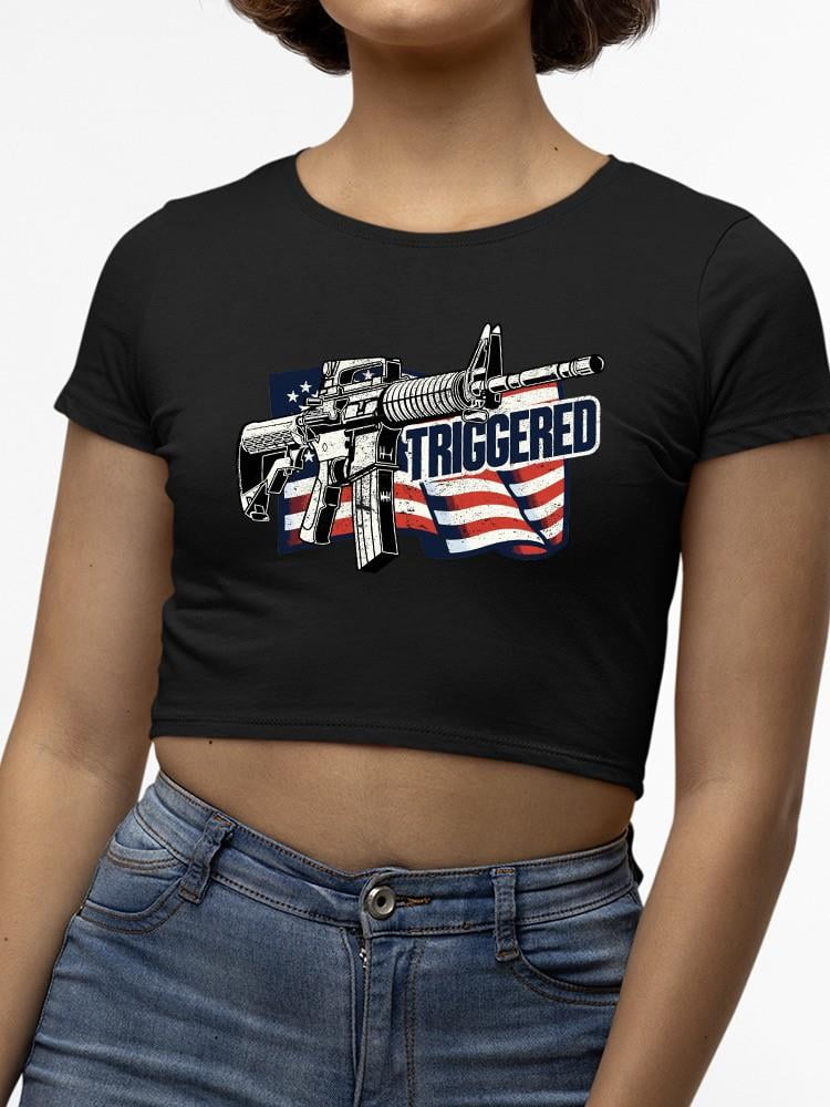 American Flag And Rifle Design Crop Tee Women's - Walmart.com