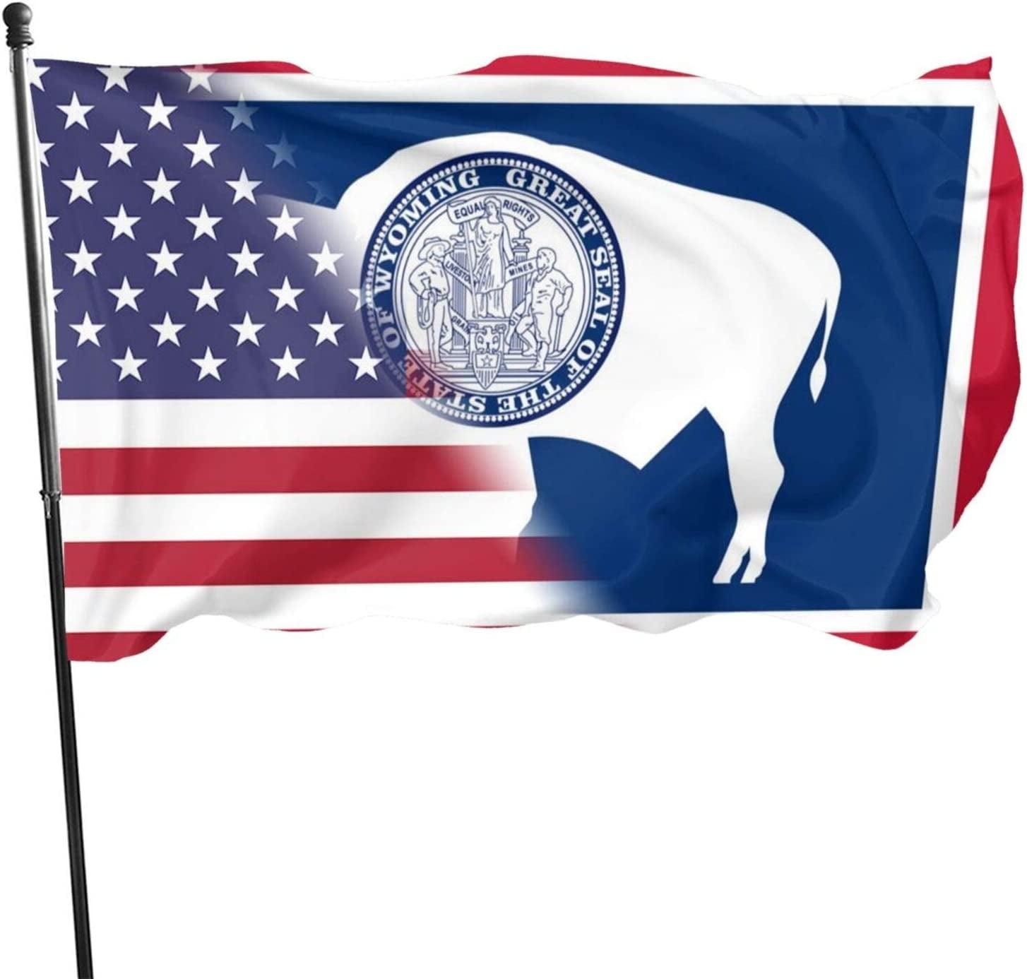 American Flag And Wyoming State Flag Banner Flag Outdoor Indoor ...