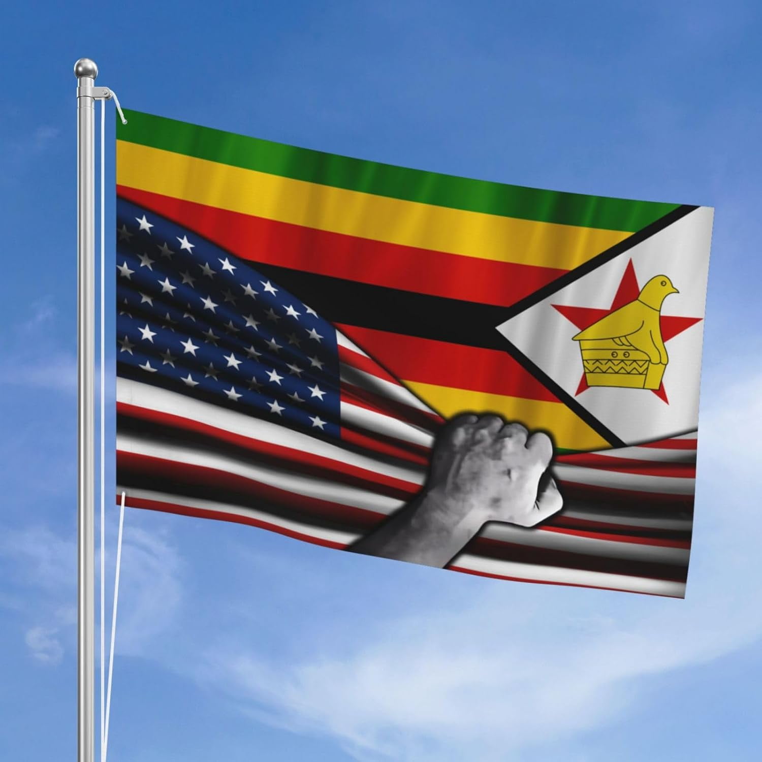 American Flag And Zimbabwe Flag Flag 4x6 Ft Double-Sided Printing ...