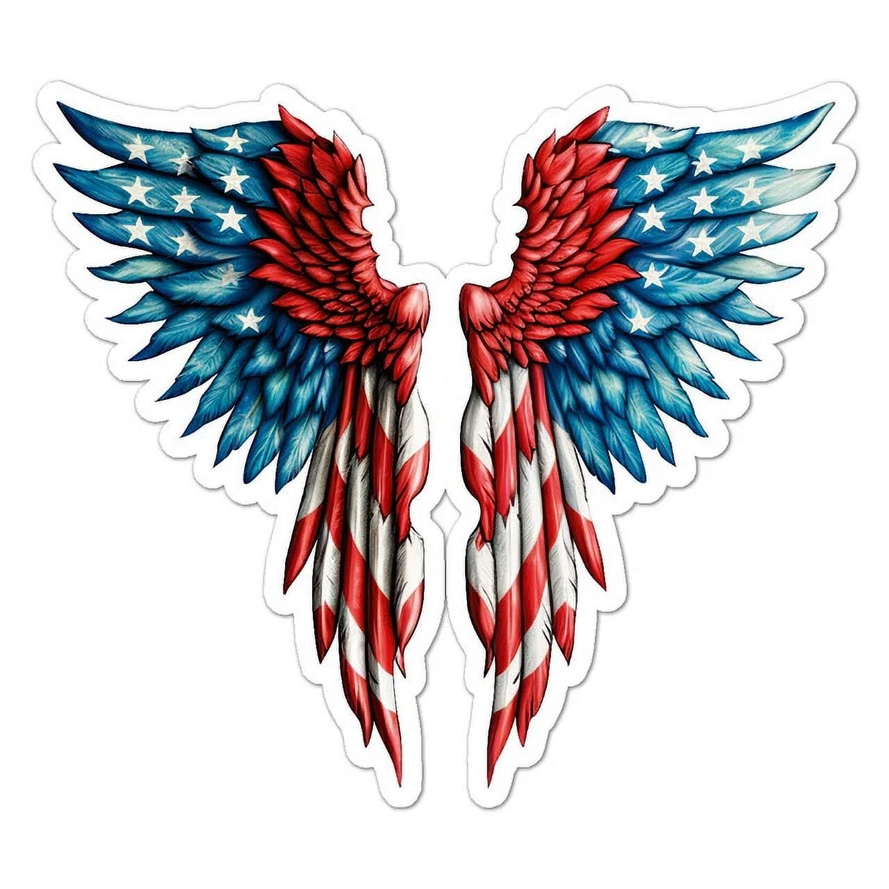 American Flag Angel Wings Sticker Indoor Outdoor Phone Decal Water ...