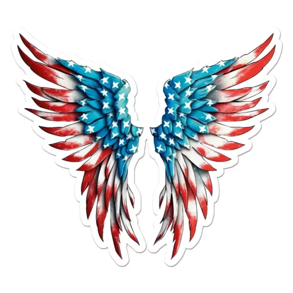 American Flag Angel Wings Sticker Phone Decal Water Bottle Stickers Car ...