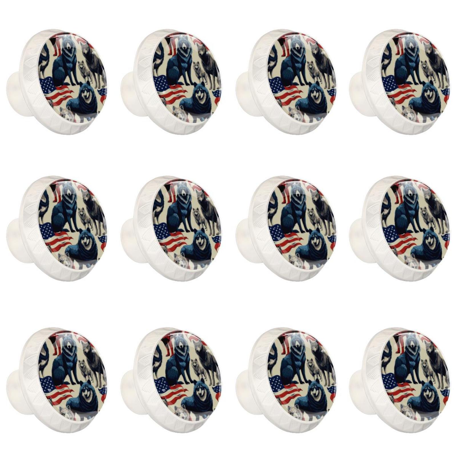 American Flag Animal 12 Pcs White Round Drawer Pulls with Screws,ABS ...