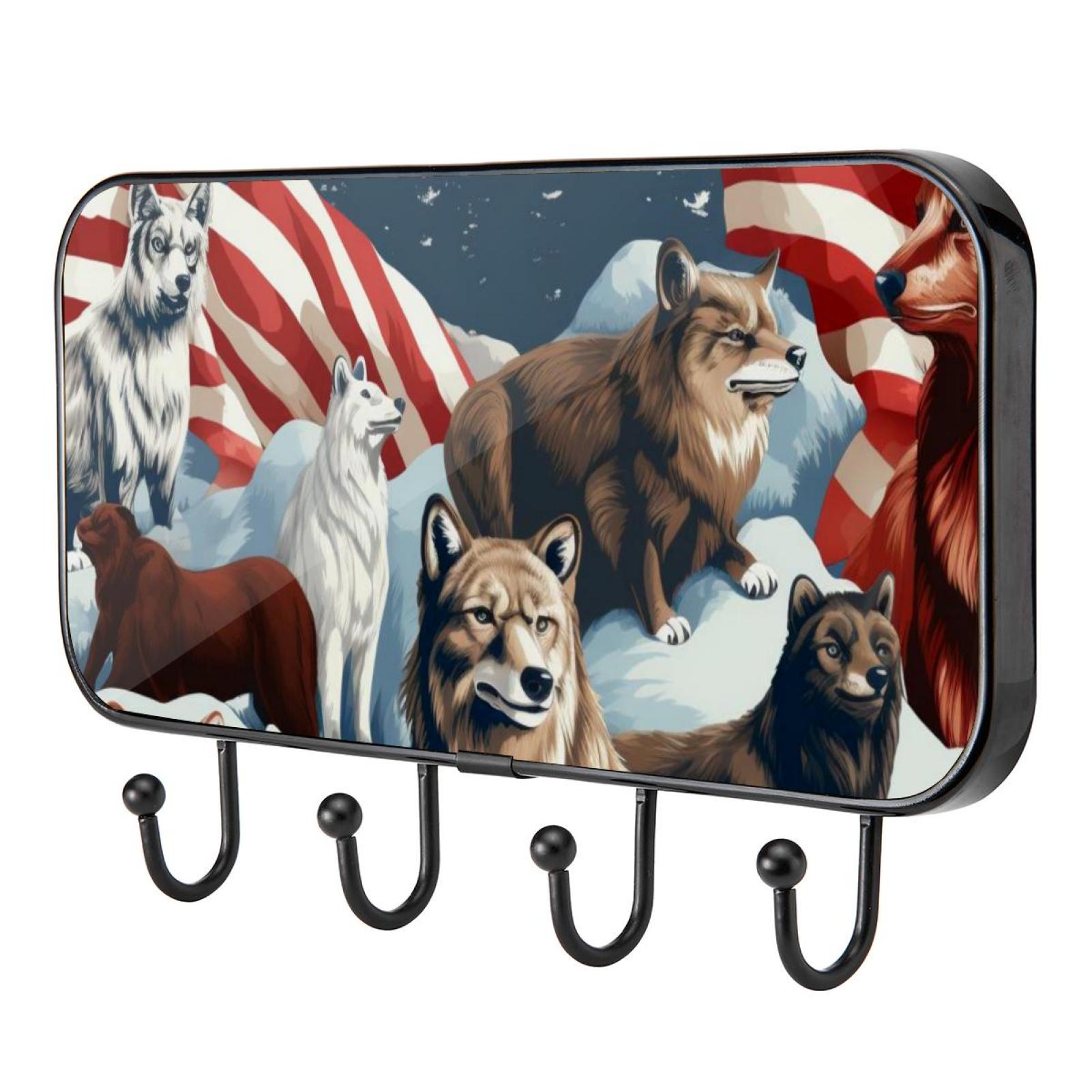 American Flag Animal Self Adhesive Towel Coat Wood Iron Hooks for Home ...
