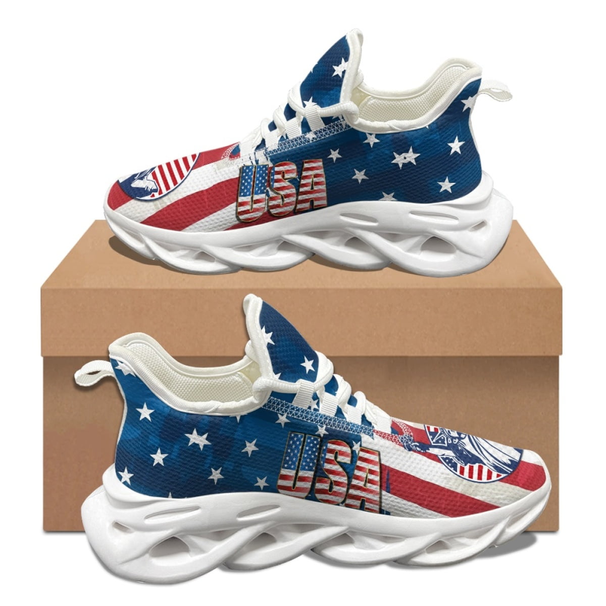 American Flag Art Design Casual Sneakers for Women Outdoor Sports ...