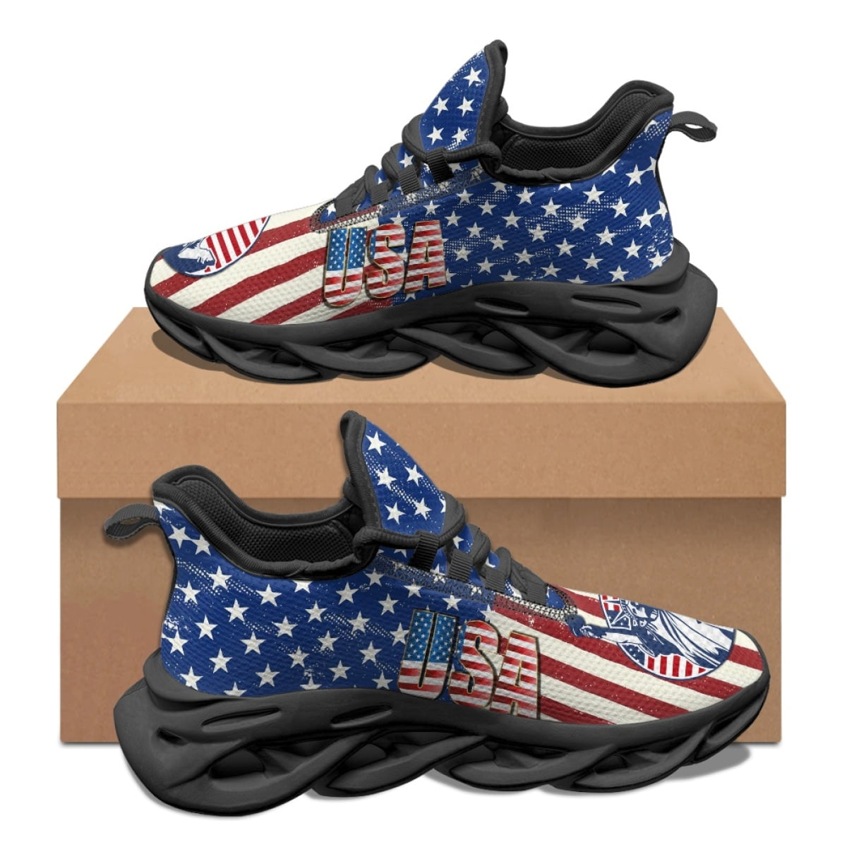 American Flag Art Design Casual Sneakers for Women Outdoor Sports ...