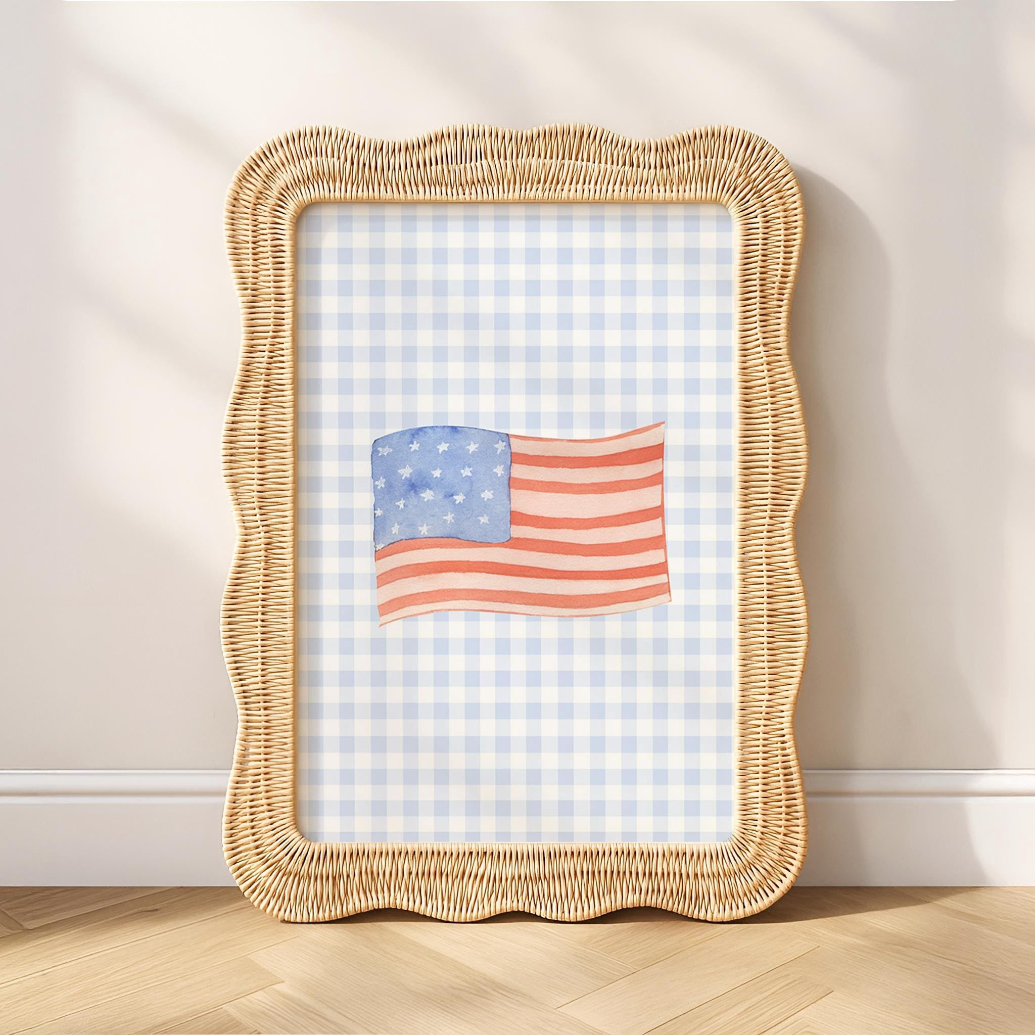 American Flag Art Patriotic Wall Decor July 4 Art Americana Decor Blue ...