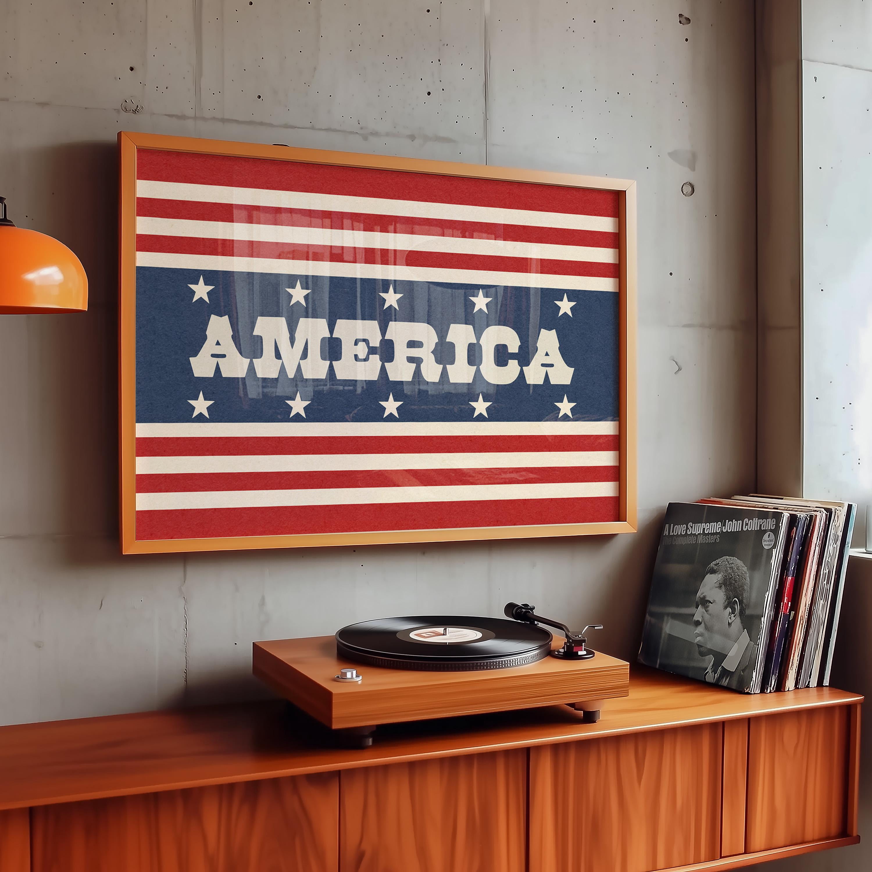 American Flag Artwork Wall Display Home Accent Vintage Design Room ...