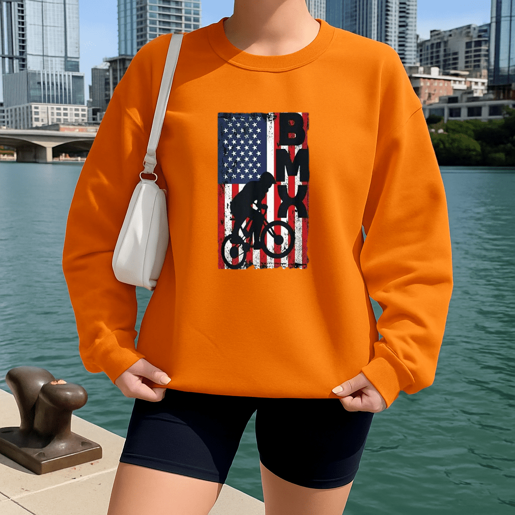 American Flag BMX Racing Extreme Sport Biker Sweatshirt, for Men ...
