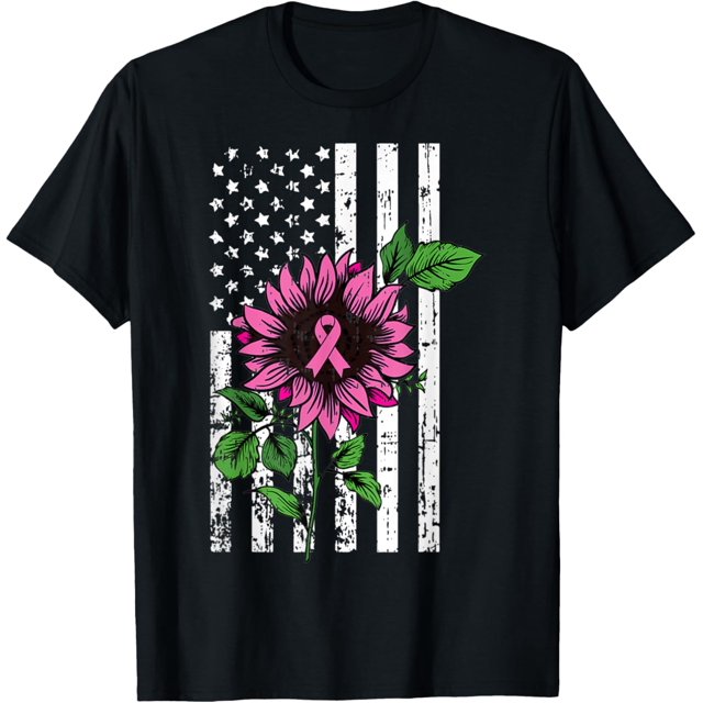 American Flag Back the Pink Breast Cancer Awareness Ribbon T-Shirt ...