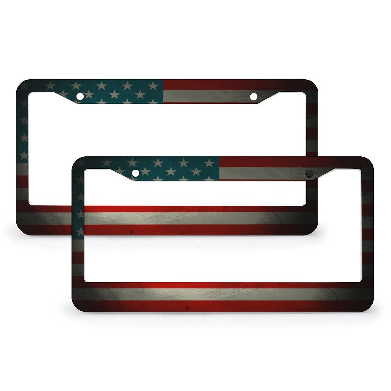 American Flag Background License Plate Frame - 2 Pack Aluminum Car Tags ...
