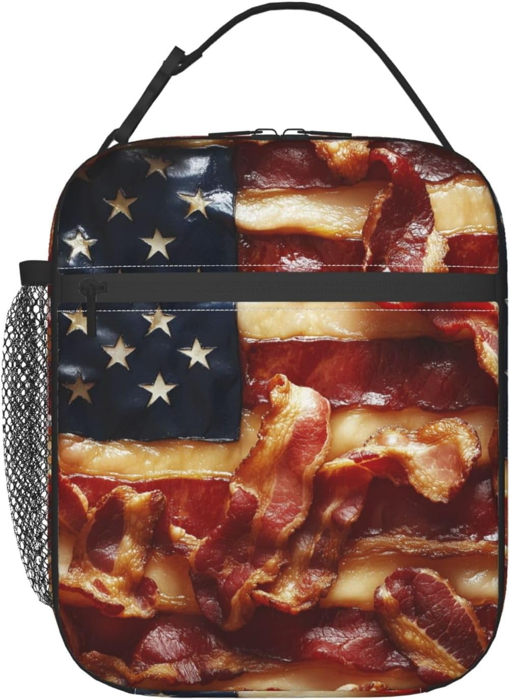 American Flag Bacon Lunch Box for Women Men Insulated Lunch Box ...