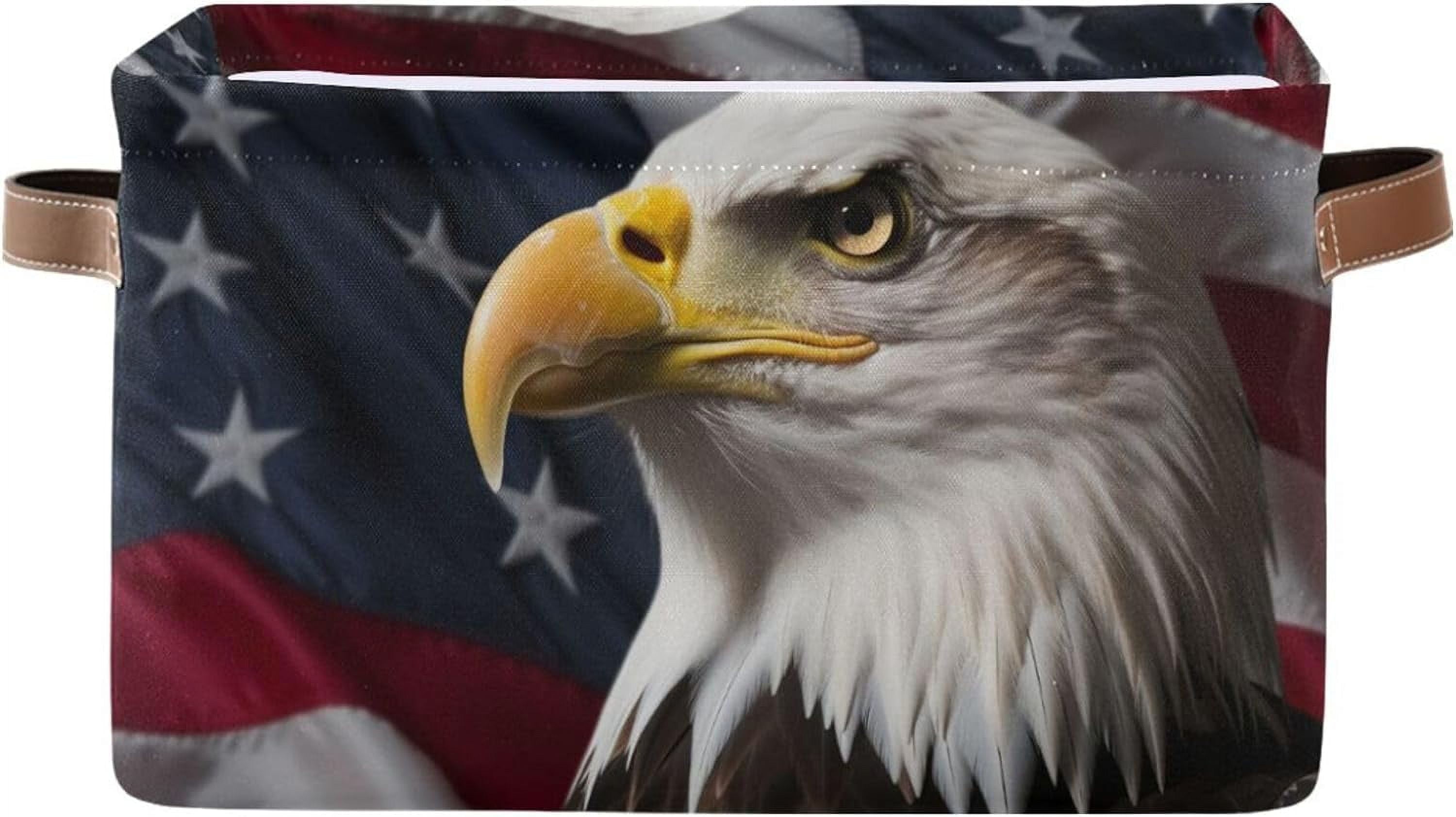 American Flag Bald Eagle Foldable Storage Basket for Shelves ...