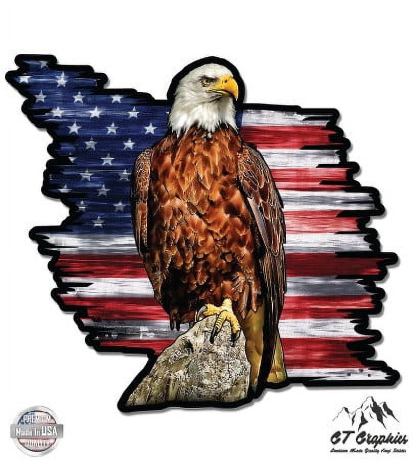 American Flag Bald Eagle Patriotic - 12" Vinyl Sticker Waterproof Decal ...