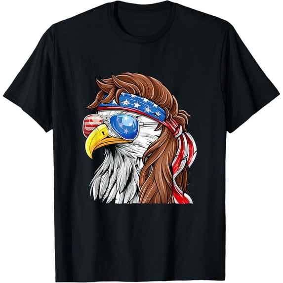 American Flag Bald Eagle Patriotic Eagle 4Th Of July Usa T-Shirt ...