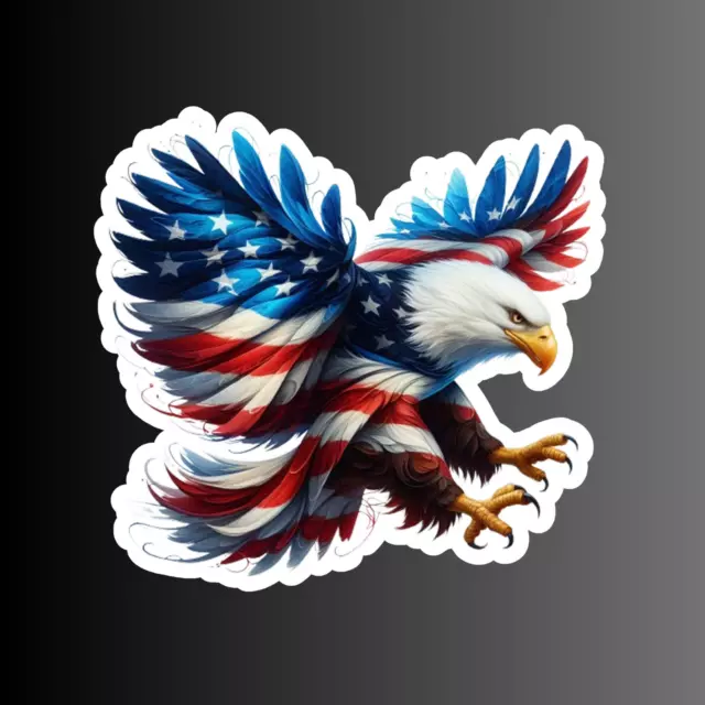 American Flag Bald Eagle Sticker Freedom Usa Flying Screaming Sticker ...