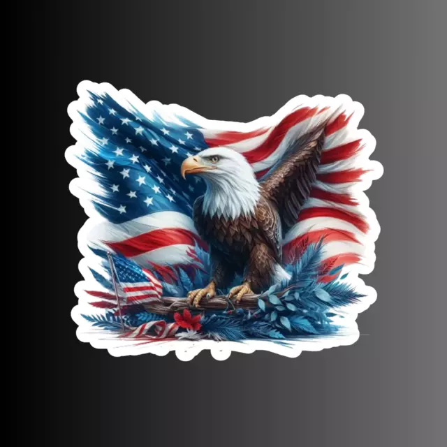 American Flag Bald Eagle Sticker Freedom Usa Portrait Sticker Phone ...