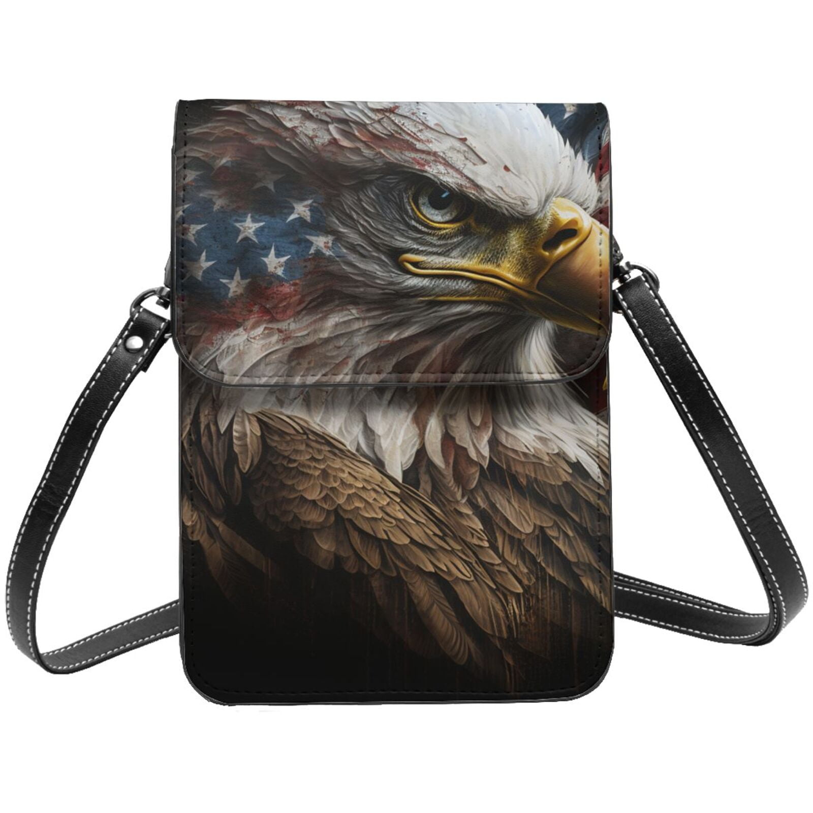 American Flag Bald Eagle USA Cell Phone Purse Small Crossbody Bag with ...