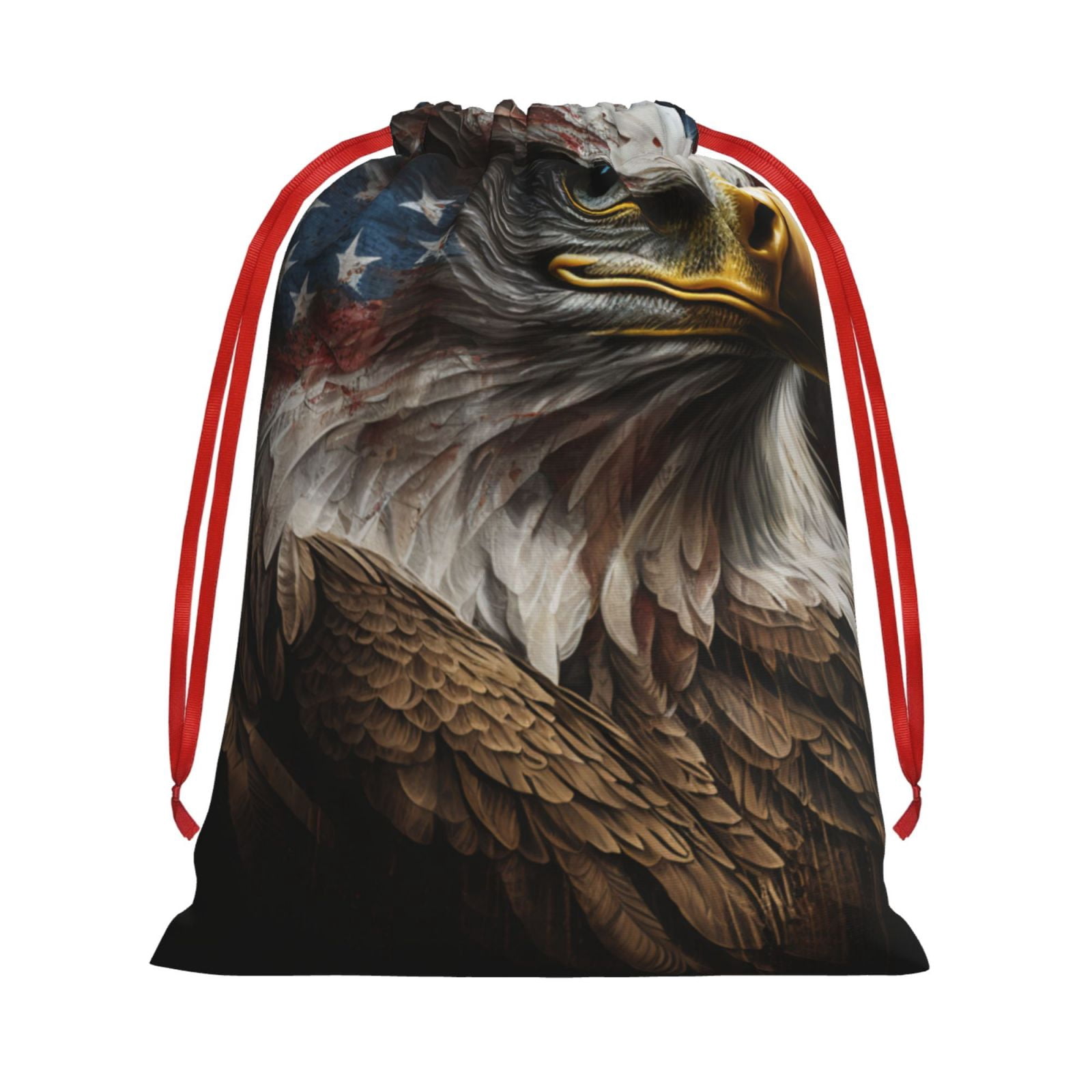 American Flag Bald Eagle USA Drawstring Gift Bag Soft Pouch Reusable ...