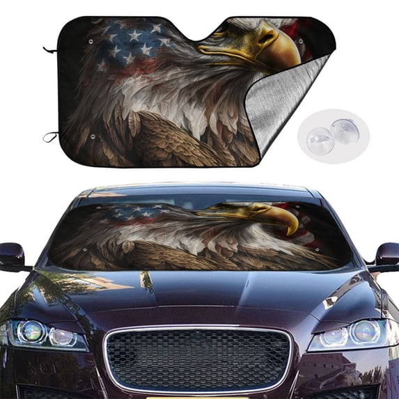 American Flag Bald Eagle USA Windshield Sunshade Sun Shade Front Window ...