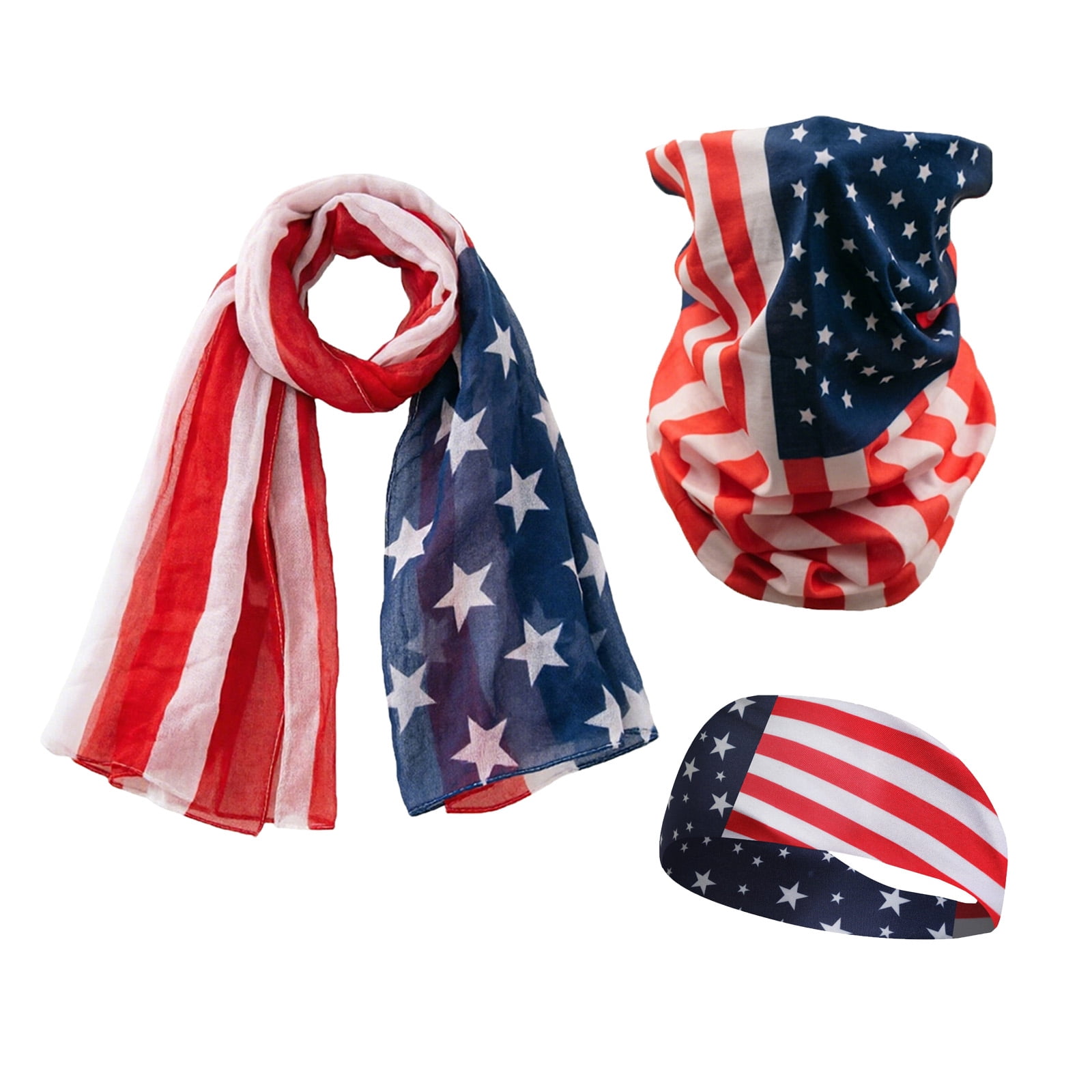 American Flag Bandana for Women Men Usa Head Scarf Accessories Red ...
