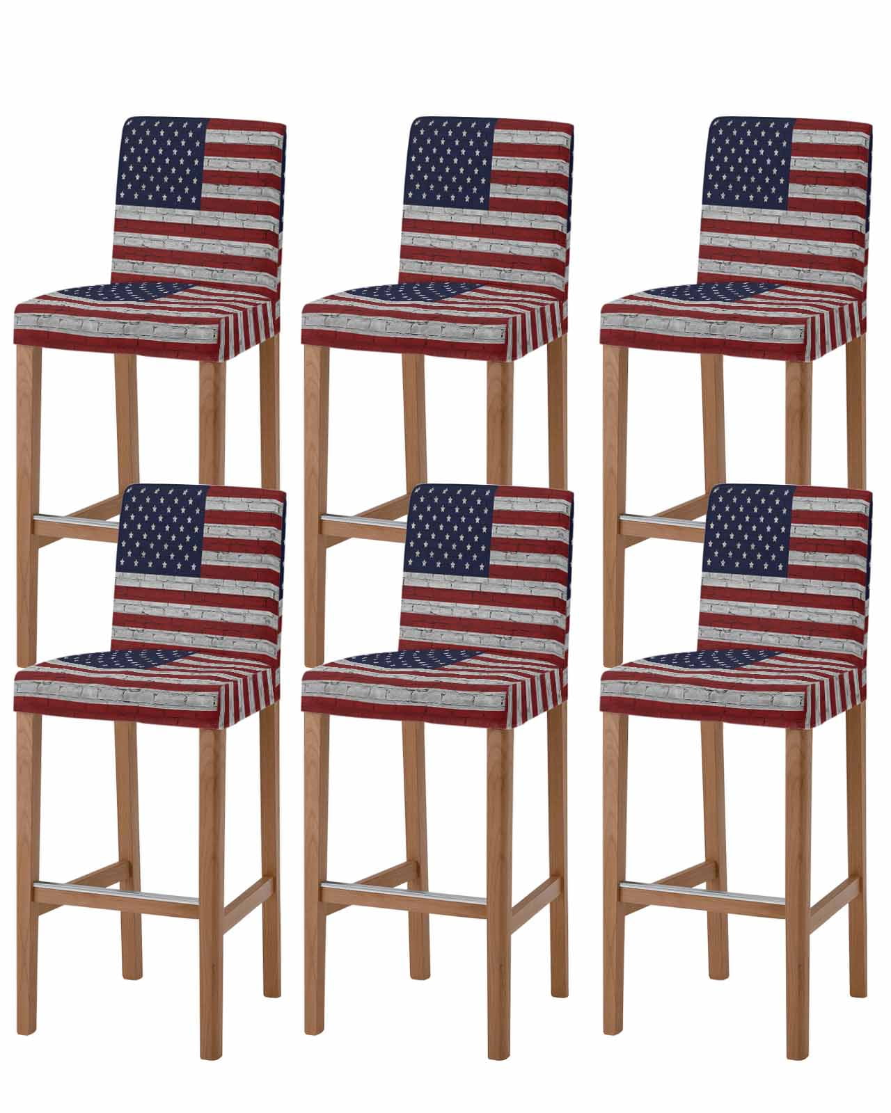 American Flag Bar Stool Covers Set of 6, Vintage Brick Wall Star ...