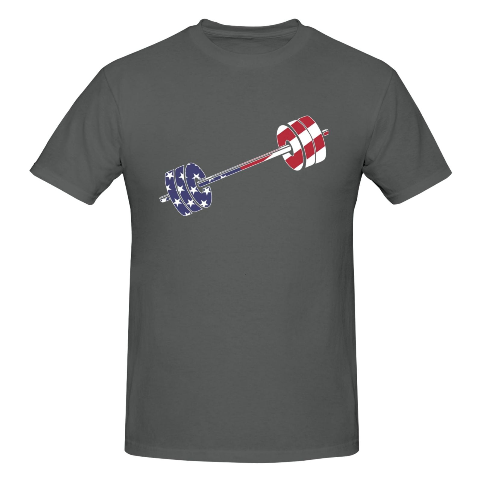 American Flag Barbell Powerlifting Weight Lifting USA T-Shirt for Men ...