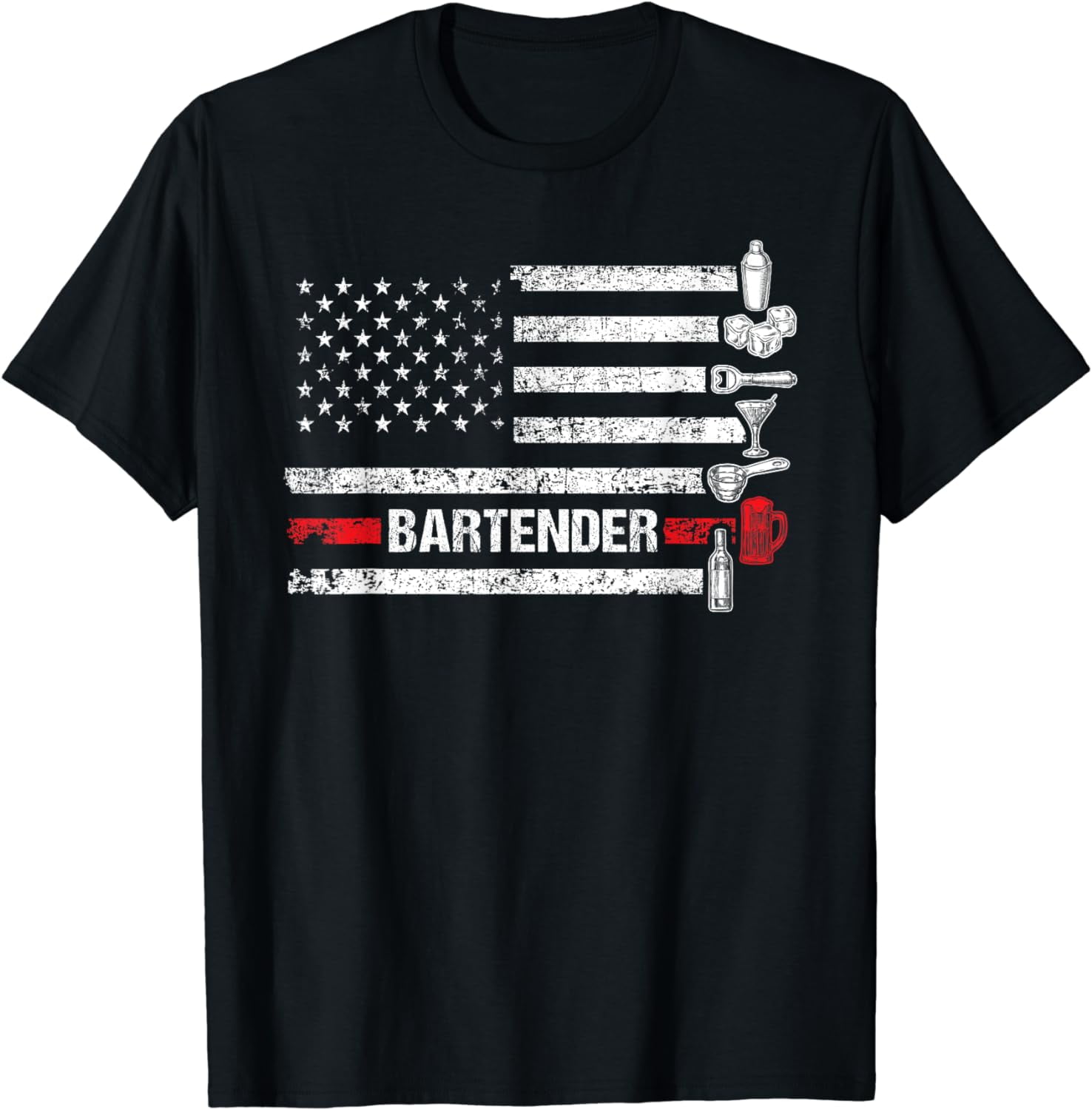 American Flag Bartending Bar Working Bartender T-Shirt - Walmart.com