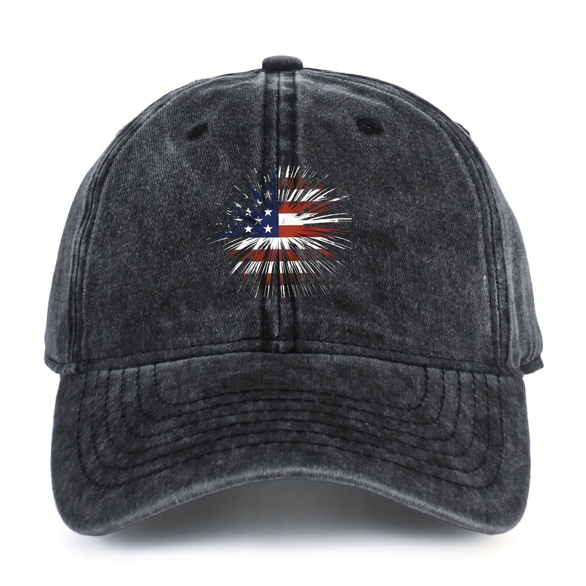 [American Flag Baseball Cap] Breathable Adjustable Distressed Washed ...