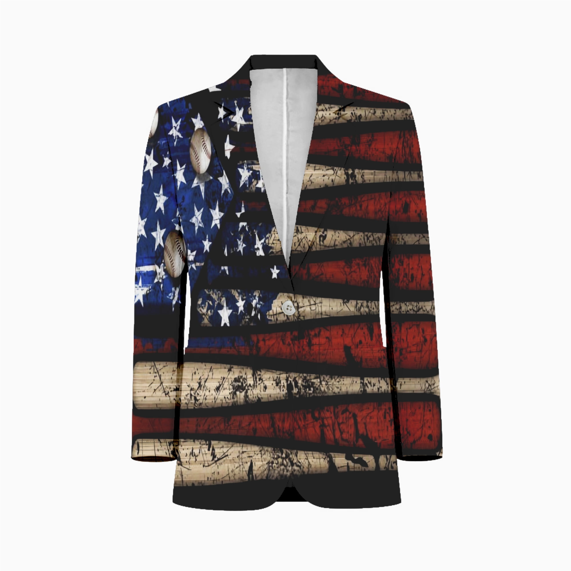 American Flag Baseball Customized Men's Suits full man Shawl Collar ...