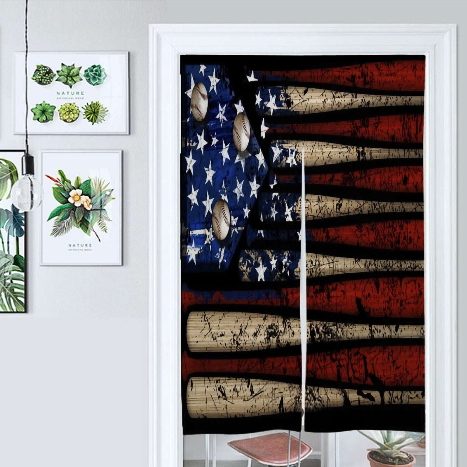 American Flag Baseball Door Curtain Nordic Living Room DoorCurtain ...