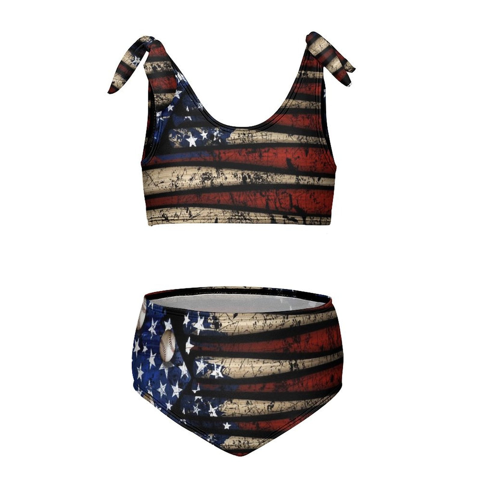 American Flag Baseball Girl's 2 Piece Bikini Set Beach Sport Swimsuit ...