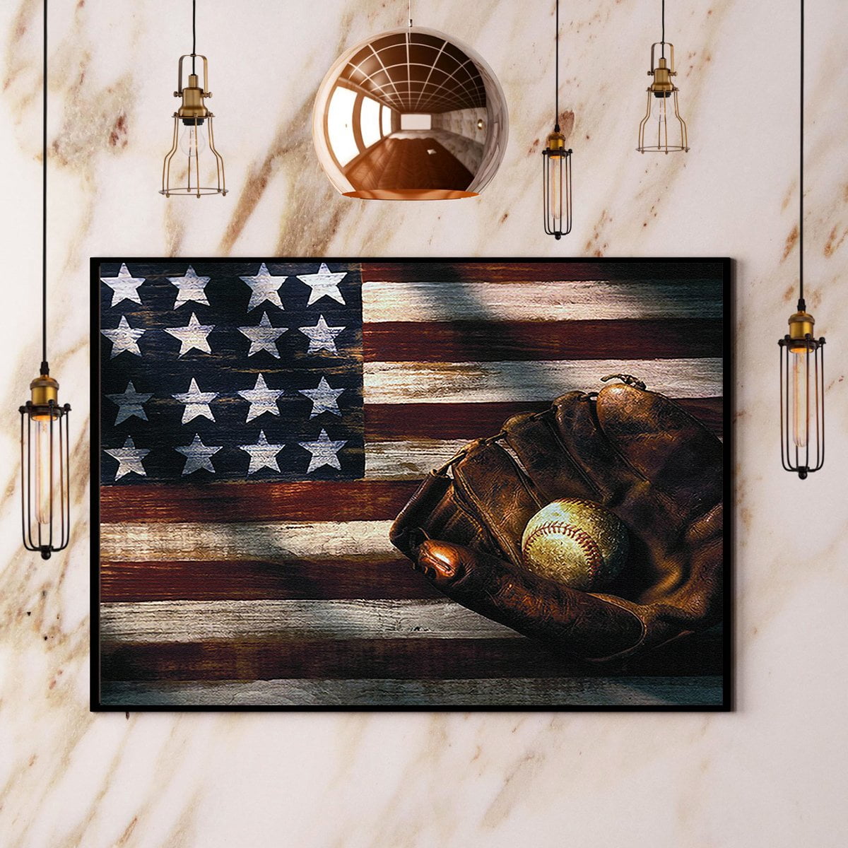 American Flag Baseball Glove Gift For Baseball Fan Poster No Frame ...