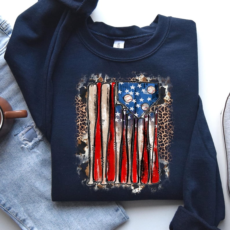 American Flag Baseball Mom Baseball Player Game Day Sweatshirt All Size ...