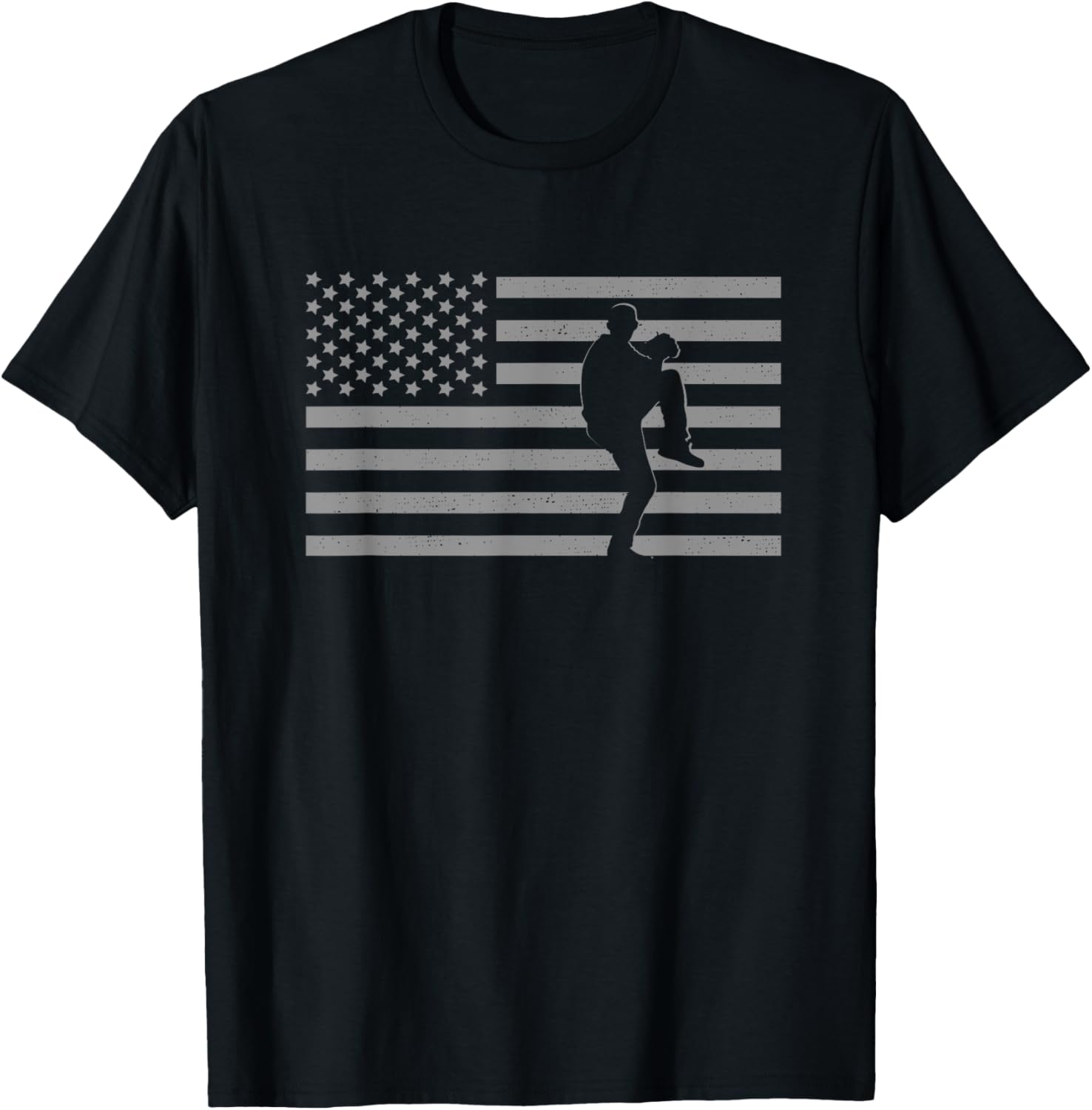 American Flag Baseball Pitcher Baseball Apparel - Baseball T-Shirt ...
