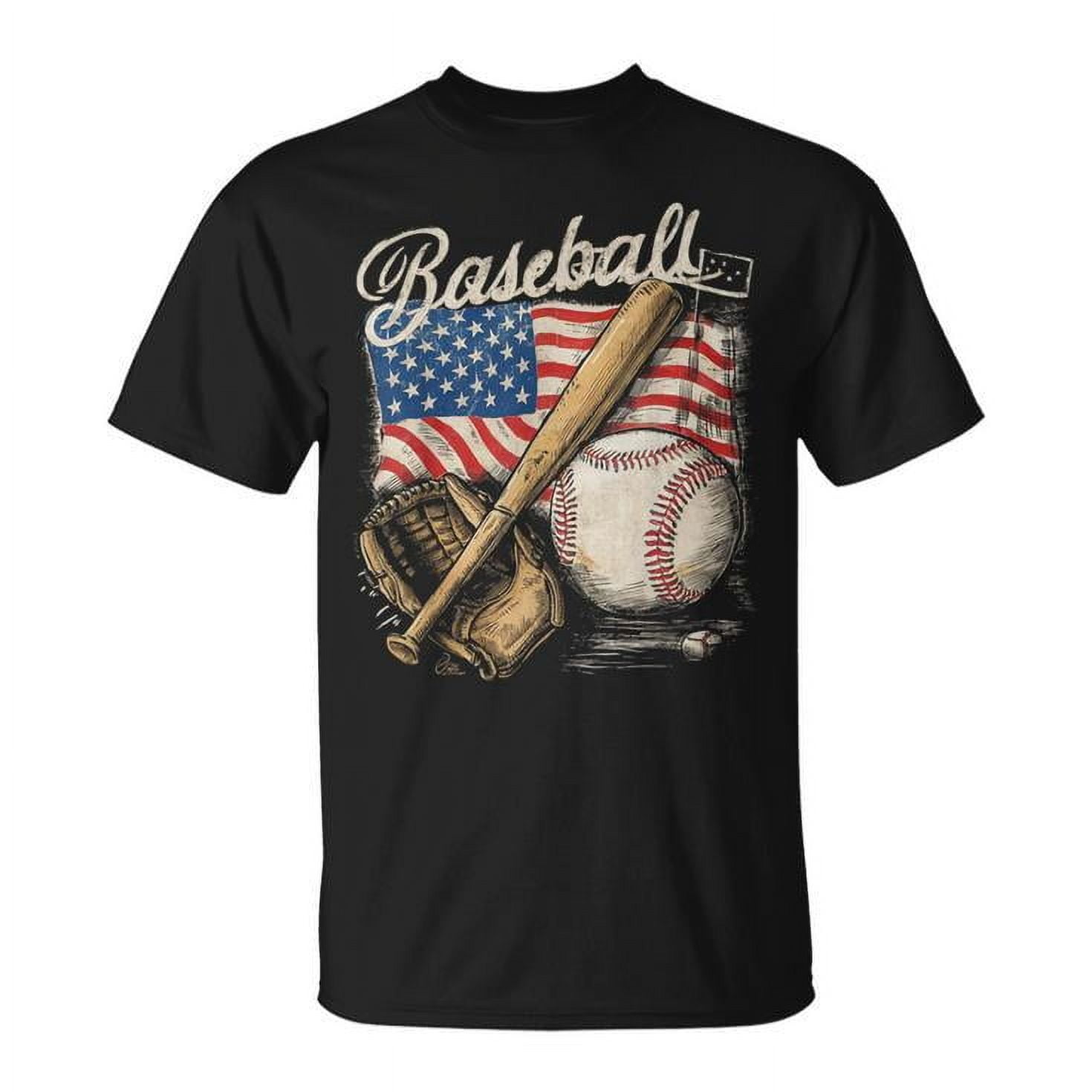 American Flag Baseball Player T-Shirt – USA Fan Tee with Batter ...