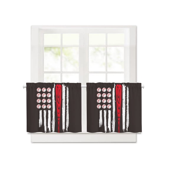 American Flag Baseball Short Blackout Curtains 30 Inch Long,Patriot ...